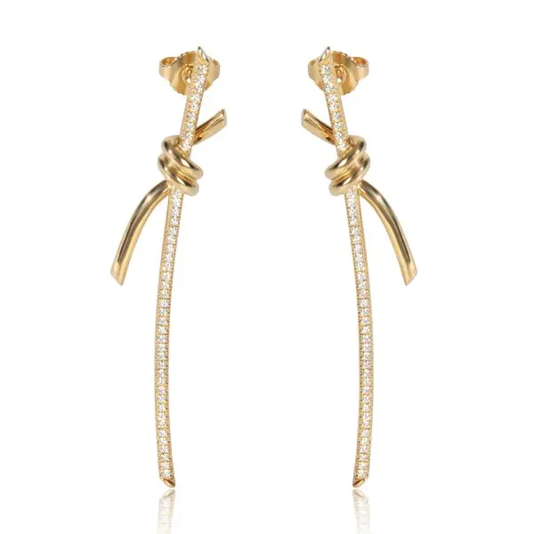 Tiffany & Co. Yellow Gold Diamond Knot Drop Earrings - Yellow_gold