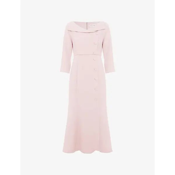 PHASE EIGHT Sienna V-neck Tuxedo Woven Midi Dress - Pale Pink