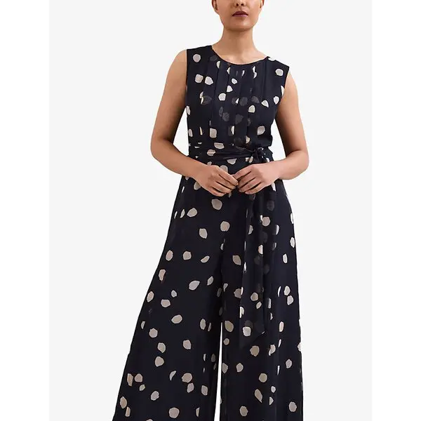 PHASE EIGHT Petite Maxine Polka-dot Chiffon Jumpsuit