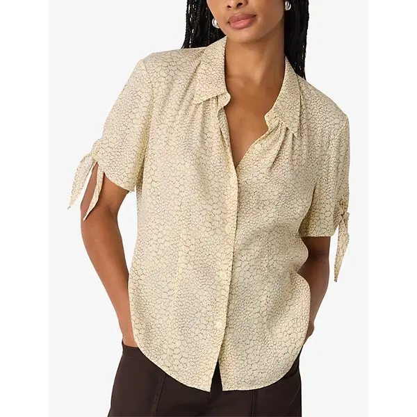 Whistles Patterned Tie-sleeve Woven Shirt