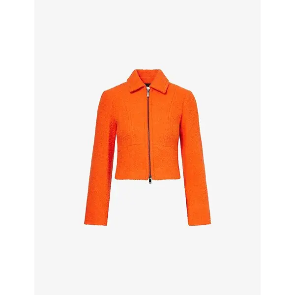ME+EM Bouclé Wool-blend Cropped Jacket - Vivid Orange
