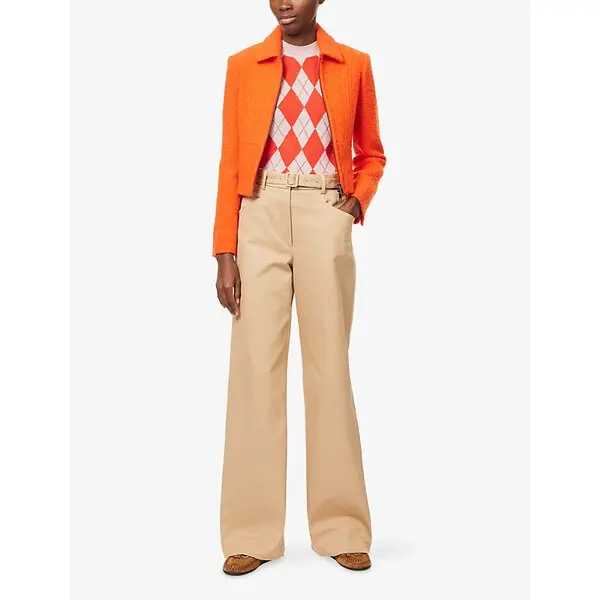 ME+EM Bouclé Wool-blend Cropped Jacket - Vivid Orange