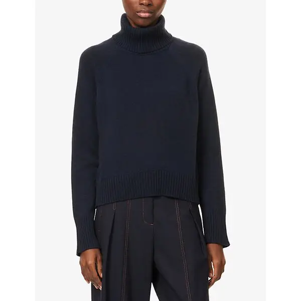 ME+EM Raglan Sleeve Cashmere Jumper With Detachable Snood - Navy