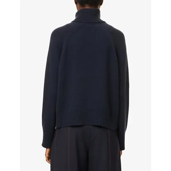 ME+EM Raglan Sleeve Cashmere Jumper With Detachable Snood - Navy