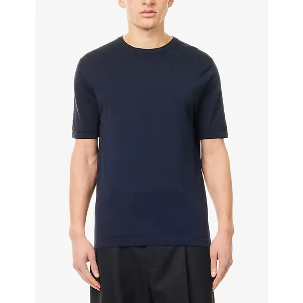 Sunspel Sun Sea Island Short-sleeve Knitted Cotton T-shirt - Light Navy