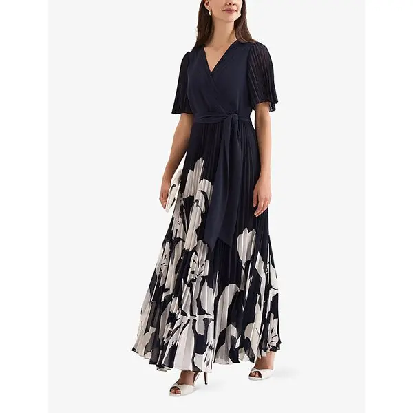 PHASE EIGHT Floral-print Woven Maxi Dress - Navy