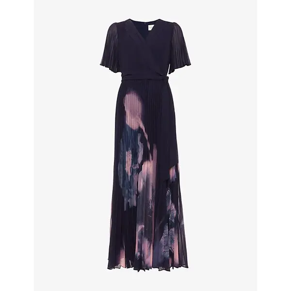 PHASE EIGHT Petite Abigail Floral-print Woven Maxi Dress - Navy