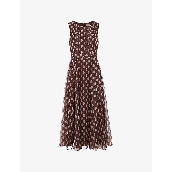 PHASE EIGHT Lucinda Spot-print Woven Midi Dress - Latte