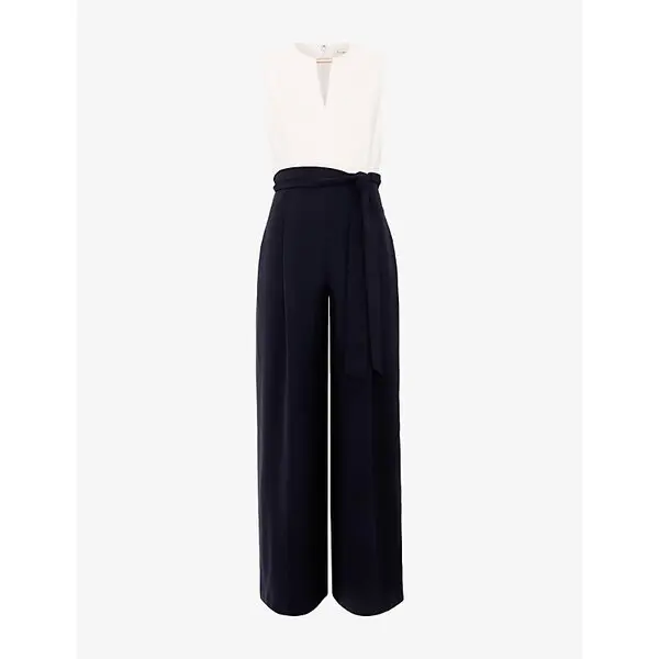 PHASE EIGHT Brylee Wide-leg Woven Jumpsuit - Navy/ivory