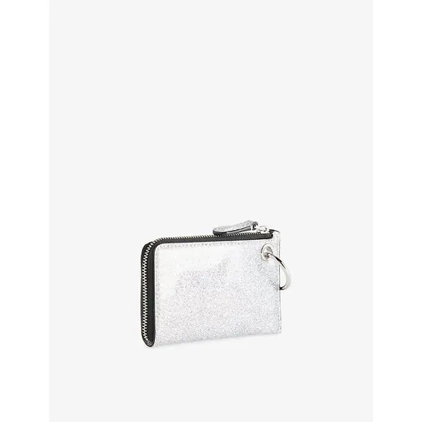 Marc Jacobs The Coated Glitter Everyday Woven Charm Wallet - Silver