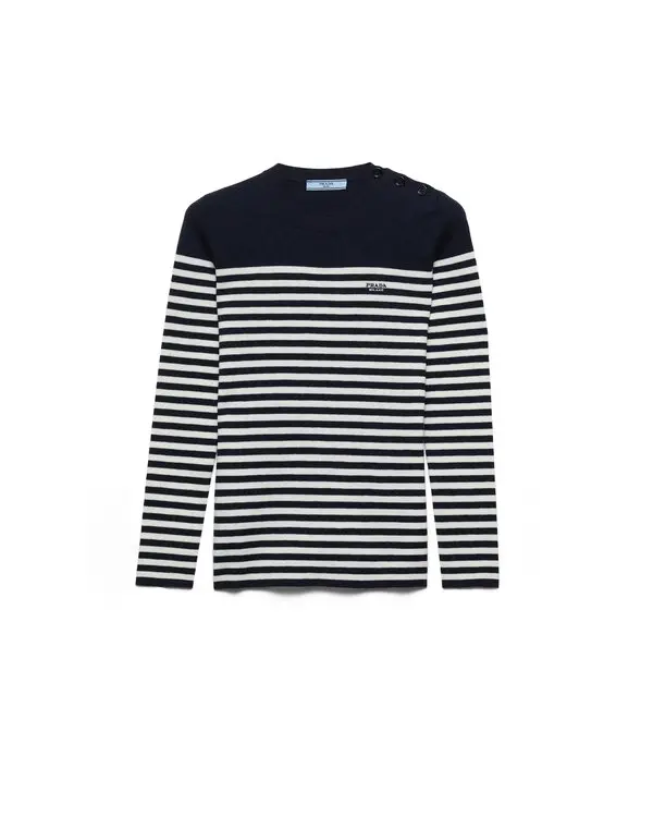 Prada Striped Wool Sweater - Blue