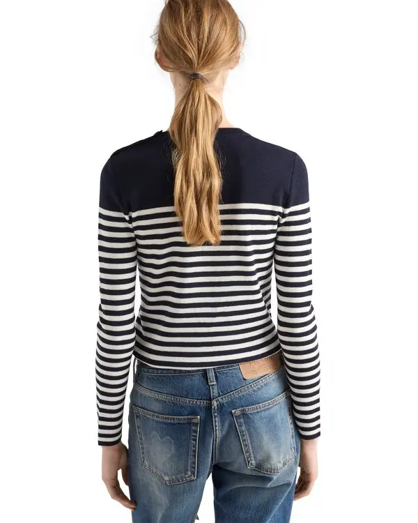 Prada Striped Wool Sweater - Blue