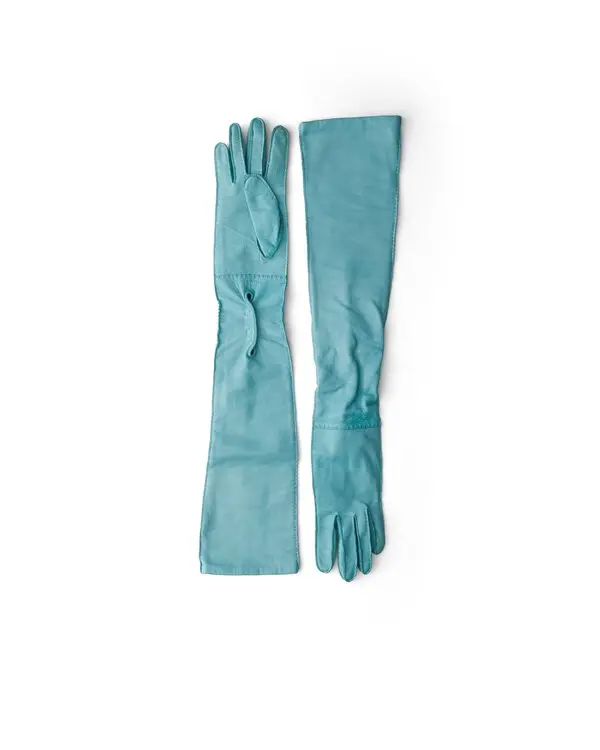 Prada Long Leather Gloves - Green