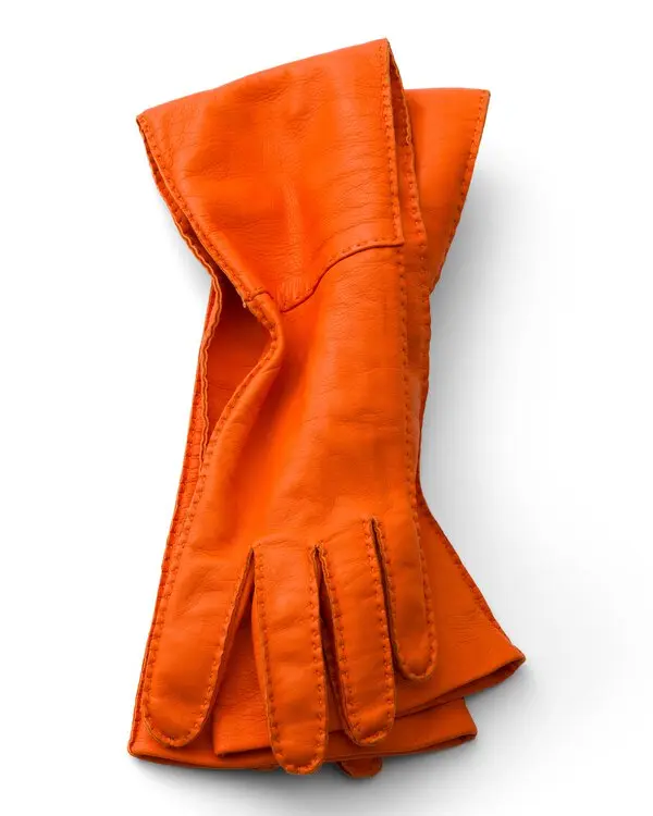 Prada Long Leather Gloves - Orange
