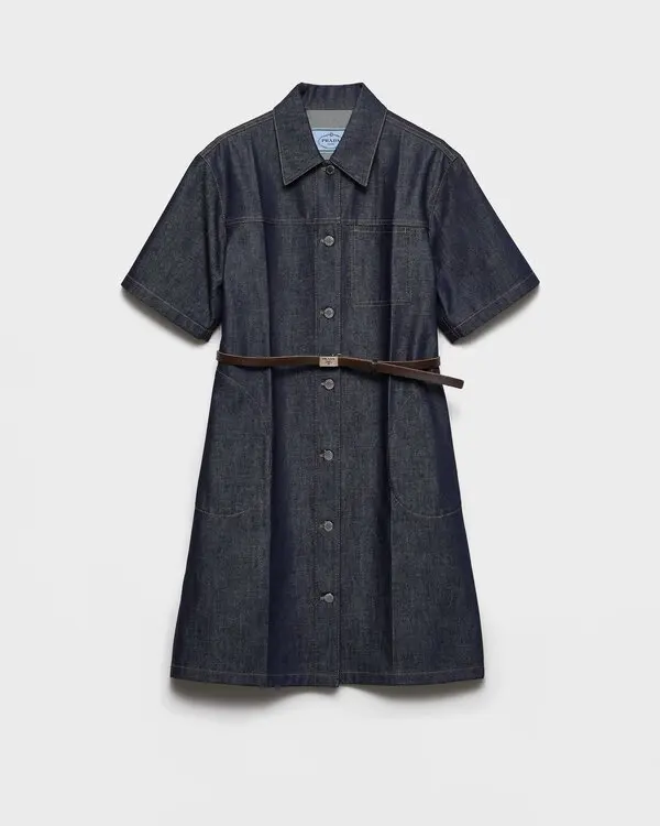 Prada Belted Denim Shirt Dress