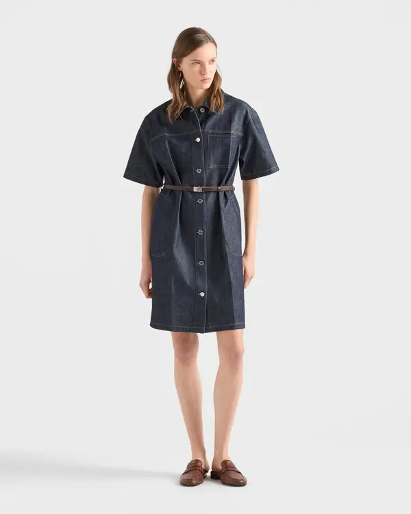 Prada Belted Denim Shirt Dress
