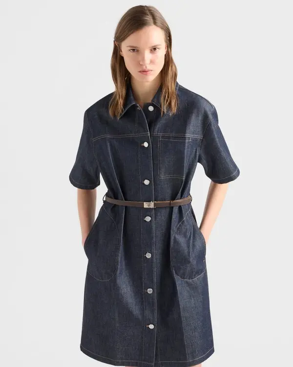 Prada Belted Denim Shirt Dress