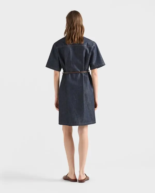 Prada Belted Denim Shirt Dress