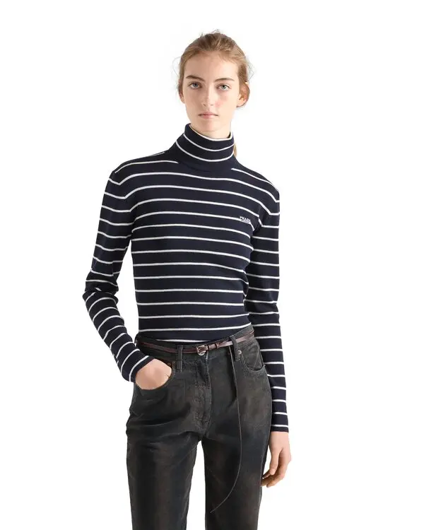 Prada Striped Wool Turtleneck Sweater