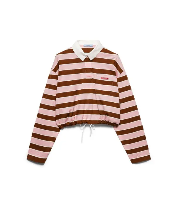 Prada Long-sleeved Bayadere Print Cotton T-shirt - Pink