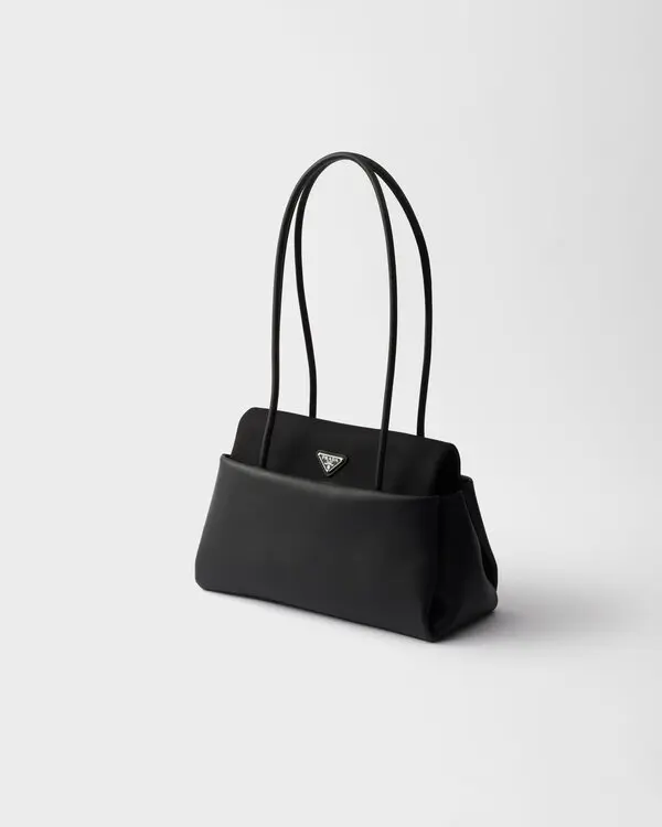 Prada Passage Medium Leather Bag With Re-nylon Flap - Black