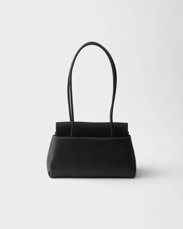 Prada Passage Medium Leather Bag With Re-nylon Flap - Black