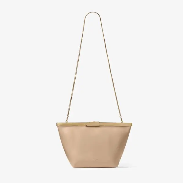 JIMMY CHOO Nappa Leather Clutch Bag - Chai/gold