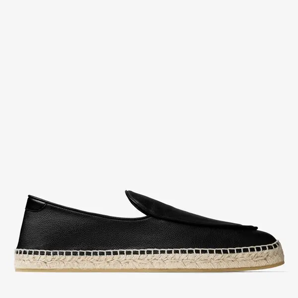 JIMMY CHOO Shenton Tumbled Leather Espadrilles - Black
