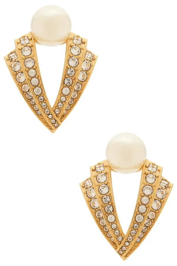 Valentino Garavani Je Les V Earrings - Oro  Cream  & Crystal