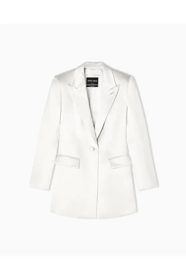 Giorgio Armani Silk Satin Single-breasted Jacket - White