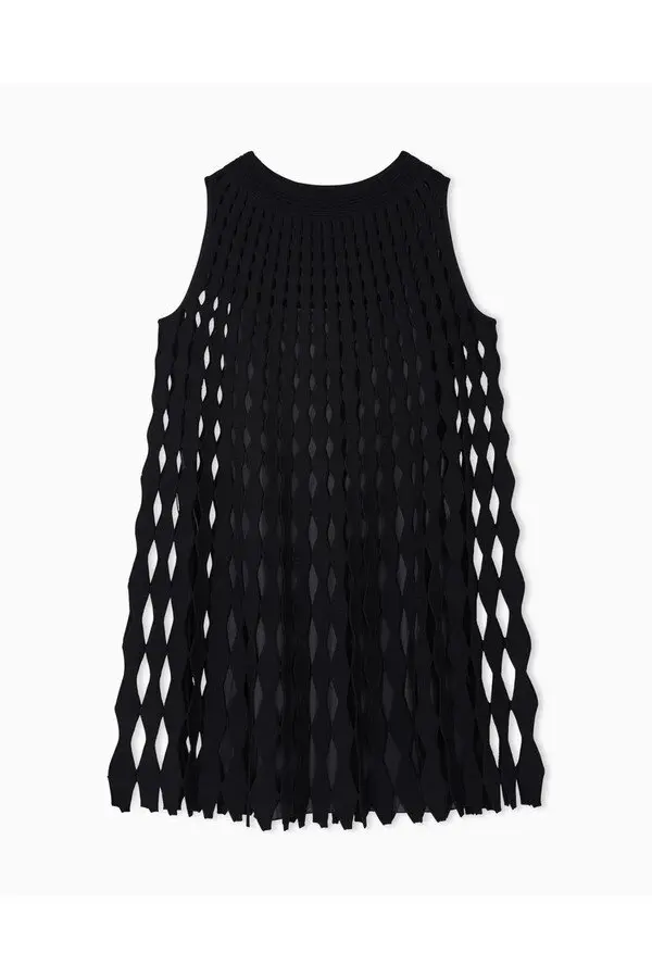 Emporio Armani Openwork-knit Dress With Diamond Pattern
