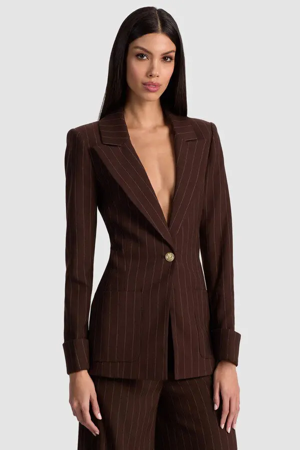 Alice + Olivia Burns Fitted Pinstripe Blazer