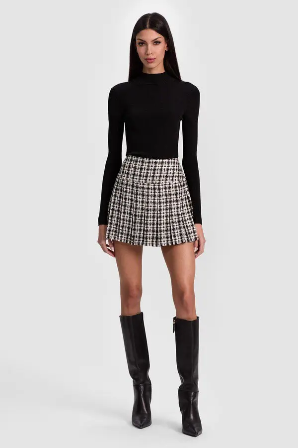 Alice + Olivia Roberta Ribbed Turtleneck - Black