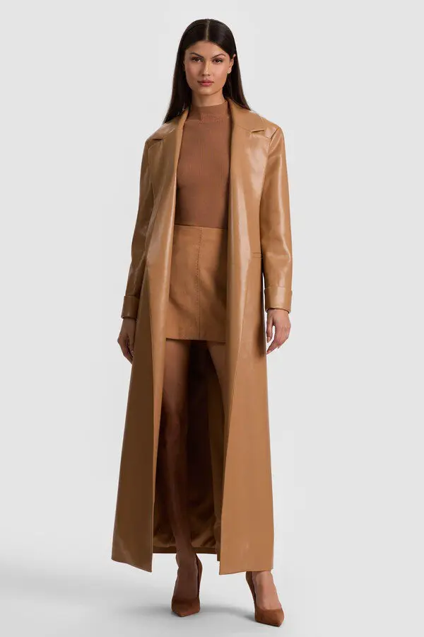 Alice + Olivia Jimmy Vegan Leather Trench Coat