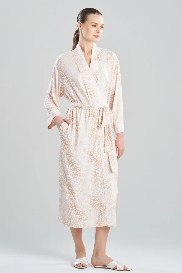 Natori Misty Leopard Cozy Knit Robe - Pink