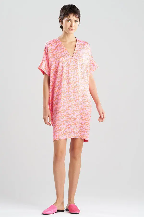 Natori Rhythm Printed Satin Sleepshirt - Coral