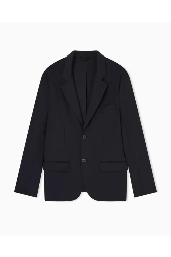 Emporio Armani Stretch-nylon Blazer - Navy