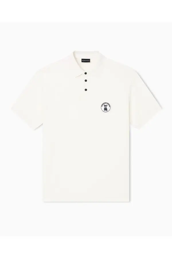 Emporio Armani Piqué Polo Shirt With French Bulldog Patch - Red