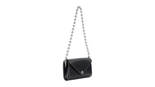 GANNI Recycled Leather Chain Wallet Bag - Black