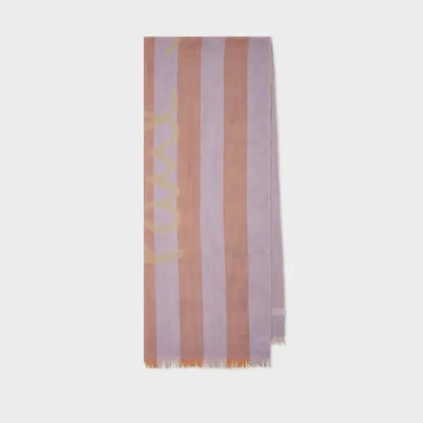 Paul Smith Lilac Stripe Cotton Logo Scarf - Purple