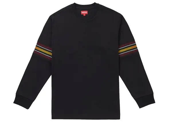 Supreme Knit Panel Stripe Long Sleeve Top - Black
