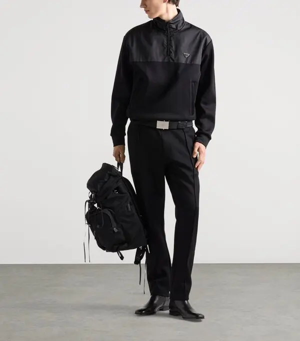 Prada Cotton And Re-nylon Straight Trousers