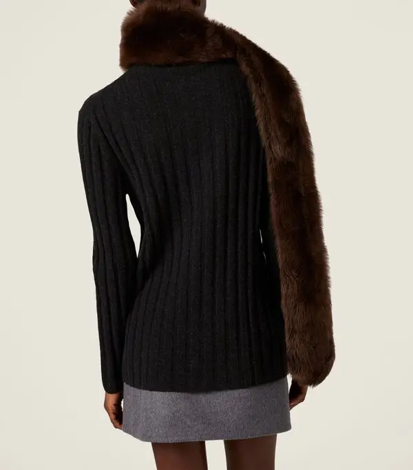 Miu Miu Wool-cashmere Ribbed Zip-up Cardigan