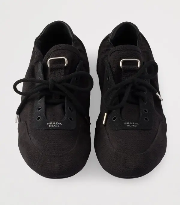 Prada Cotton Canvas Collapse Sneakers - Black