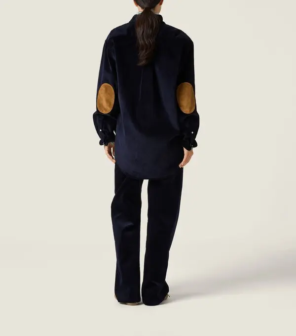 Miu Miu Corduroy Shirt With Suede Trim - Blue