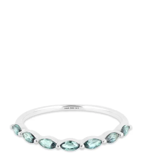 ASTRID & MIYU White Gold And Alexandrite Marquise Ring - Silver