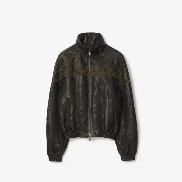 Burberry Cursive Logo Leather Jacket