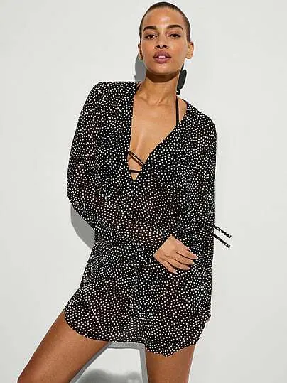 Victoria's Secret Swim Beachwear Crinkle Tunic Dress - Print