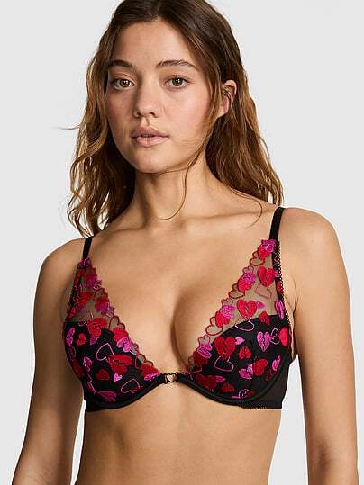 Pink Wink™ Lightly Lined Plunge Bra - Black