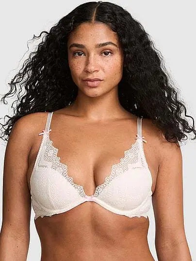 Pink Wink Wink™ Lightly Lined Plunge Bra - White,ivory
